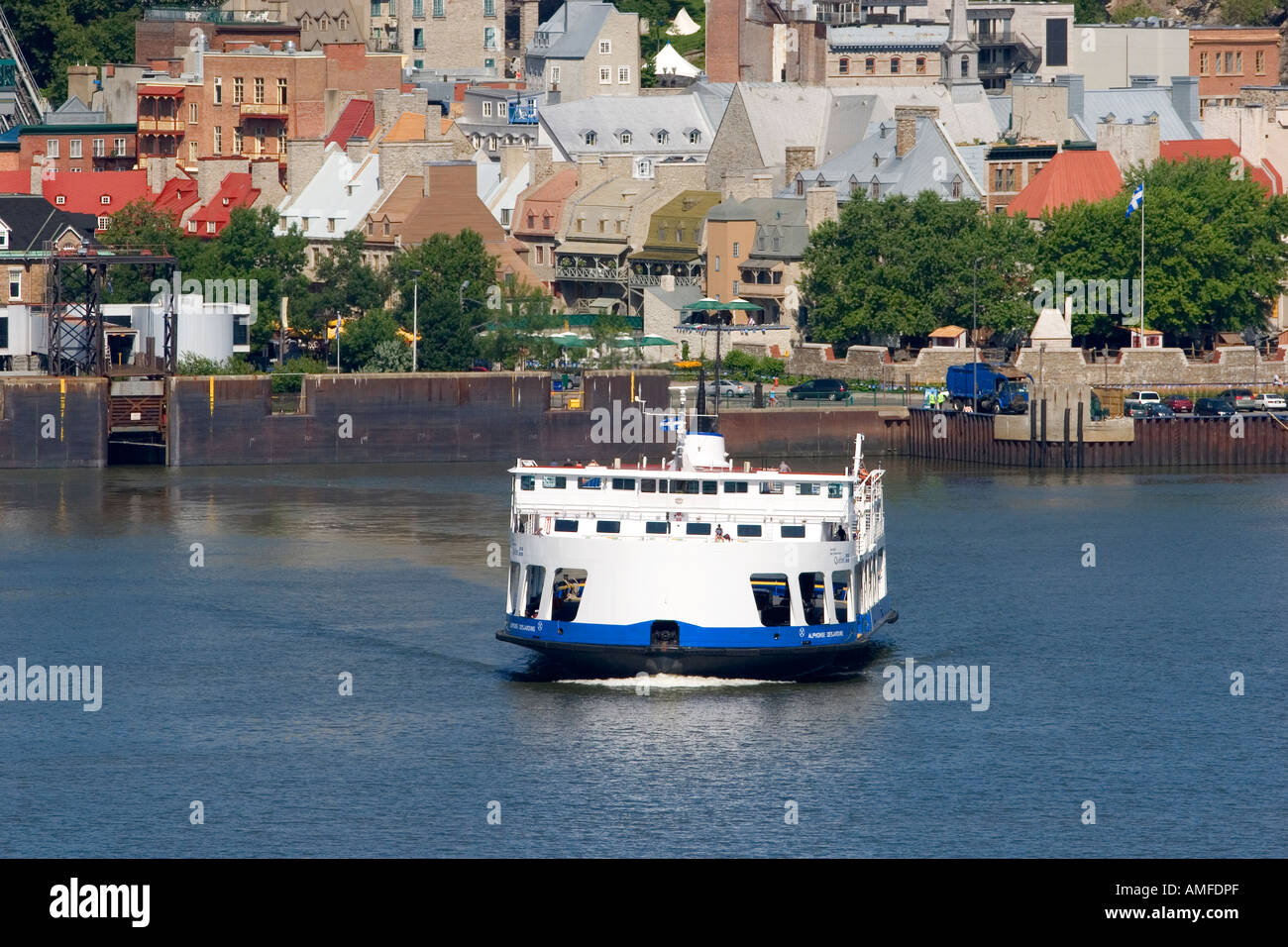 Ferry boat on the St. Lawrence River at Quebec City, Canada Stock Photo ...