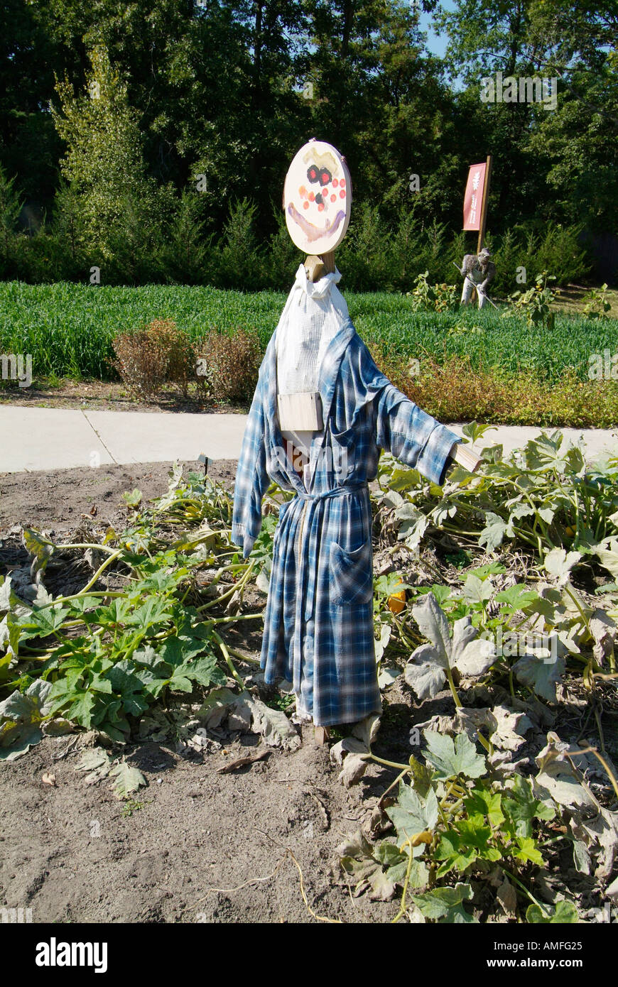 Scarecrow in vegetable garden Dow Gardens Midland Michigan Stock Photo ...