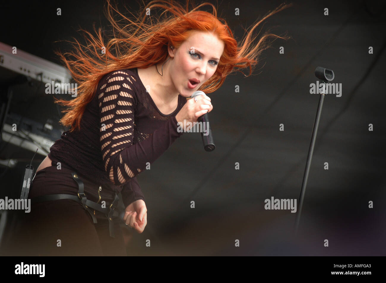 fiery red haired mezzo soprano Simone Simons singer with Dutch gothic ...