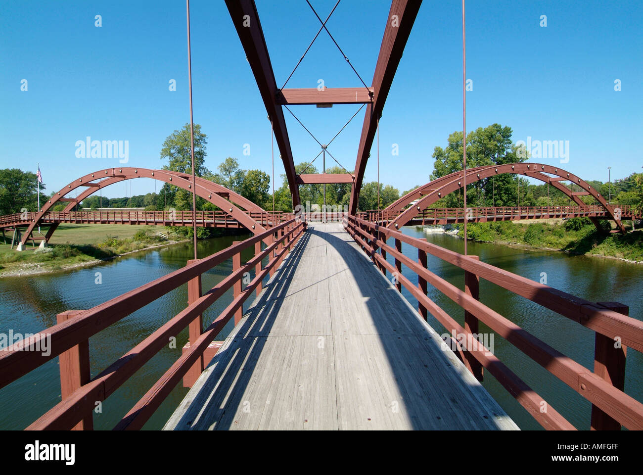 The Tridge a bridge spanning the Tittabawassee River Midland Michigan ...