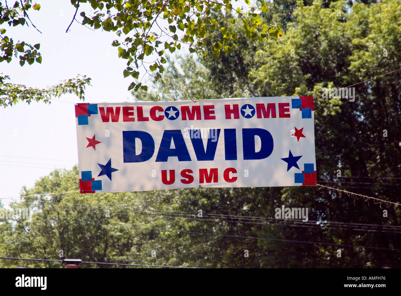Sign saying welcome home David for the Marine Corps Stock Photo - Alamy