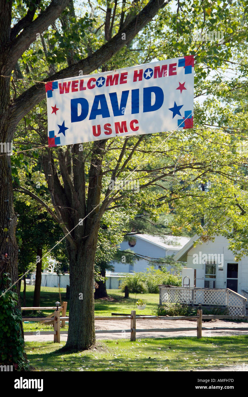Sign saying welcome home David for the Marine Corps Stock Photo - Alamy