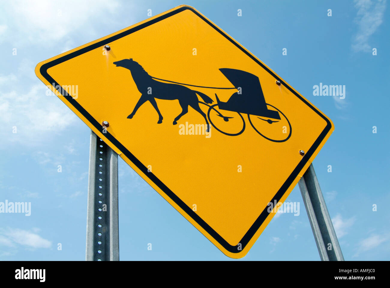 Traffic sign warning drivers of possible horse and buggy drivers in the ...
