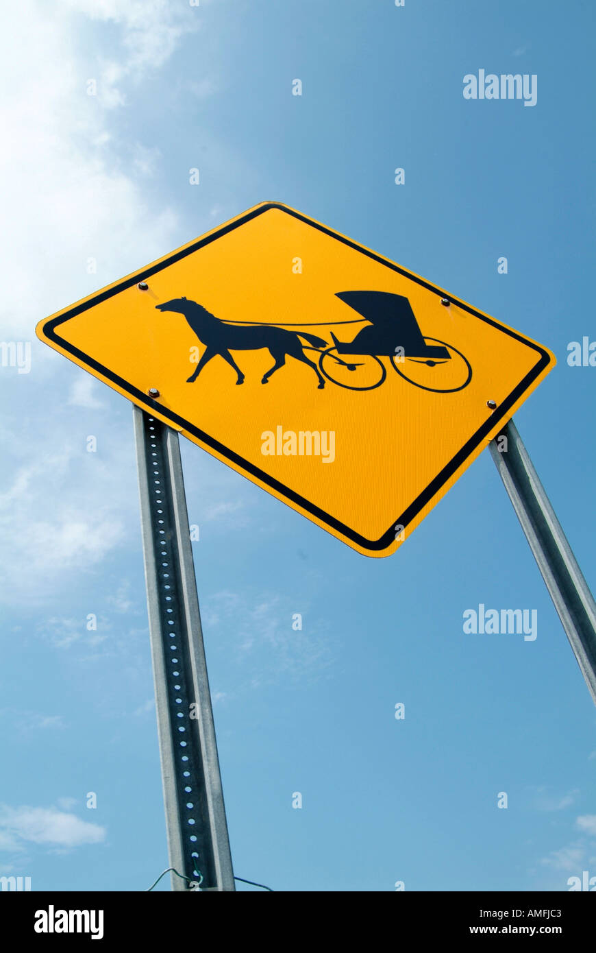 Traffic sign warning drivers of possible horse and buggy drivers in the ...