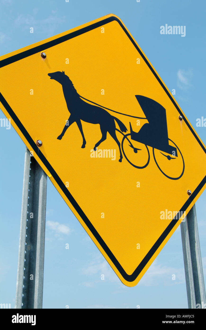 Traffic sign warning drivers of possible horse and buggy drivers in the ...