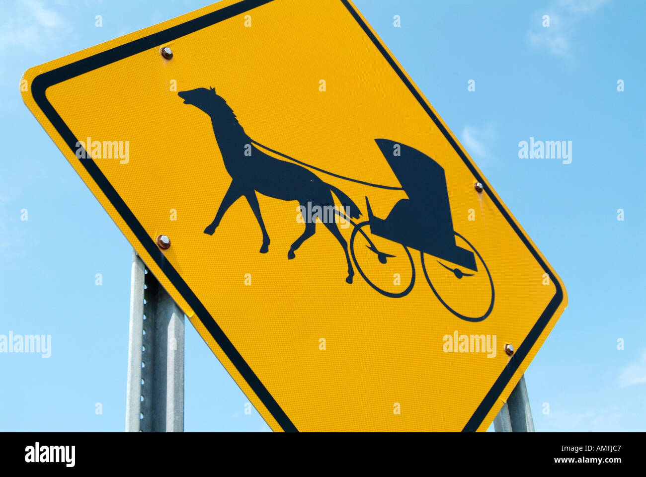 Traffic sign warning drivers of possible horse and buggy drivers in the ...