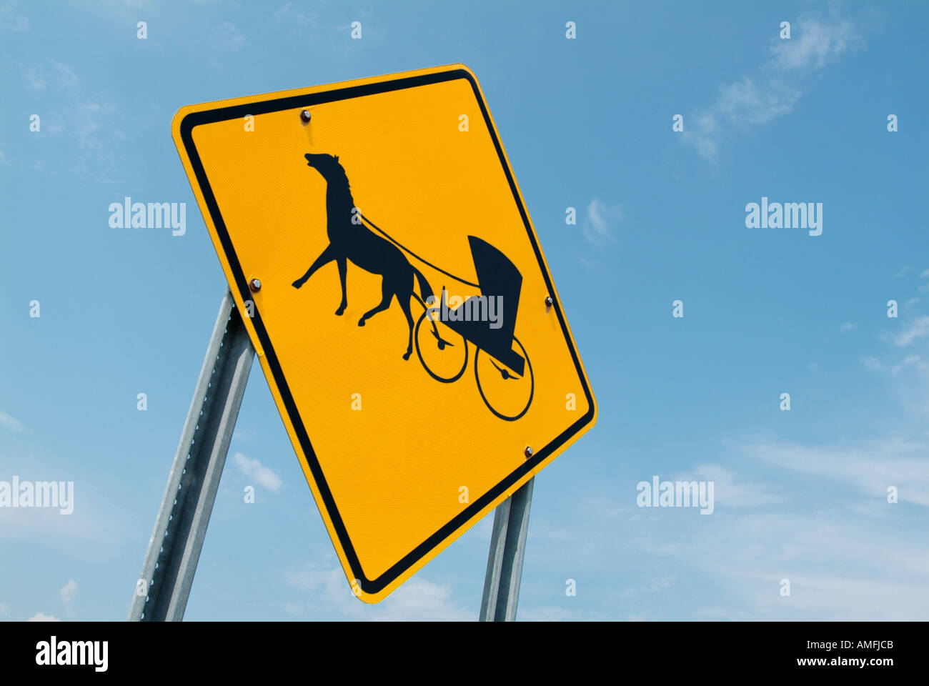 Traffic sign warning drivers of possible horse and buggy drivers in the ...