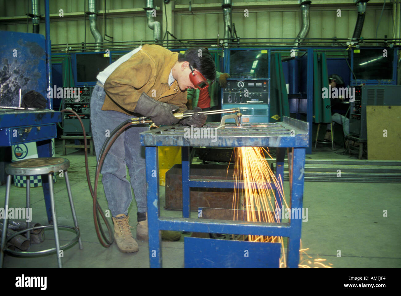 Student at Vocational Technology school learn welding as a professional ...