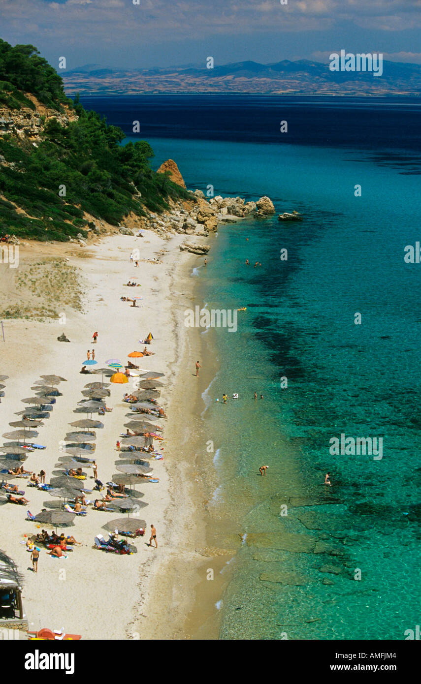 Griechenland, Chalkidiki, Kassandra, Afytos, Aristoteles-Beach Stock ...