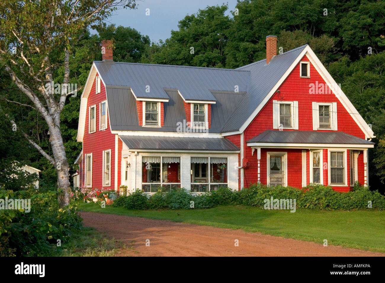 Red farm house on Prince Edward Island, Canada Stock Photo - Alamy