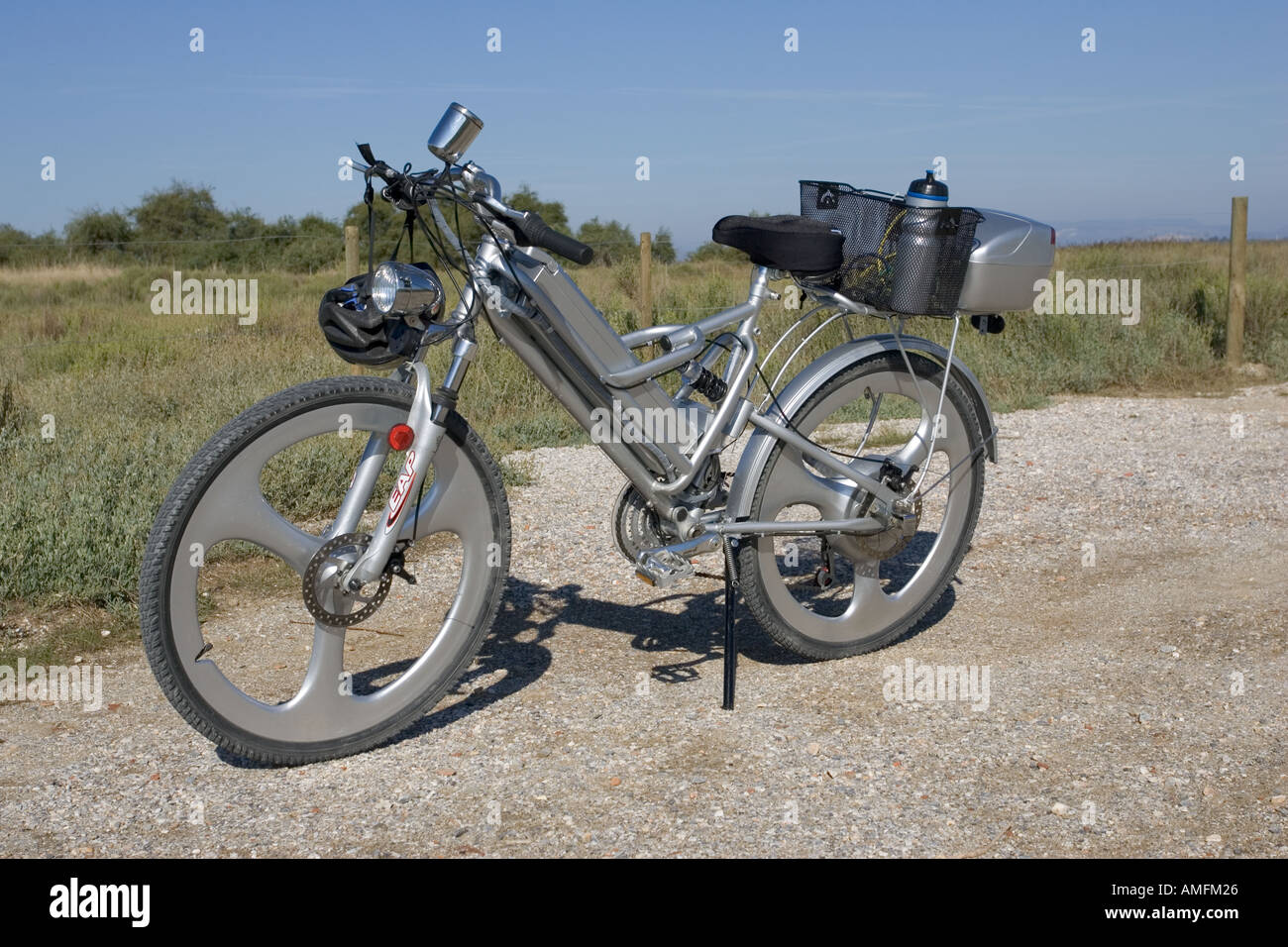 Modern electric bicycle with strong lightweight frame solid wheels disk ...