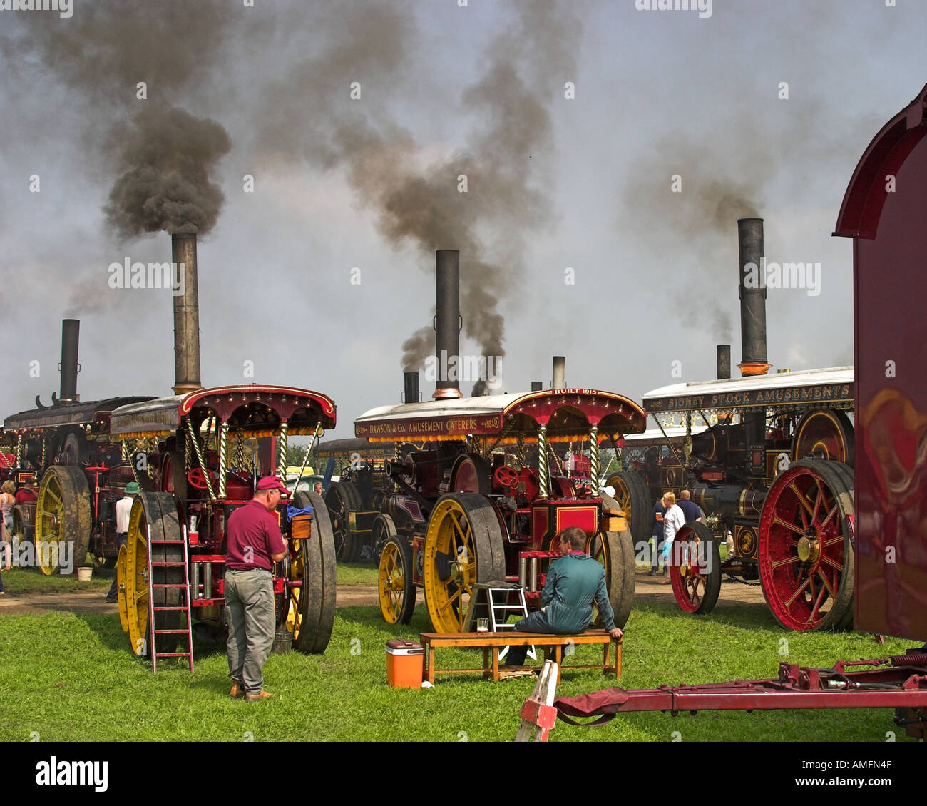 Smokey traction engines at a rally Stock Photo - Alamy
