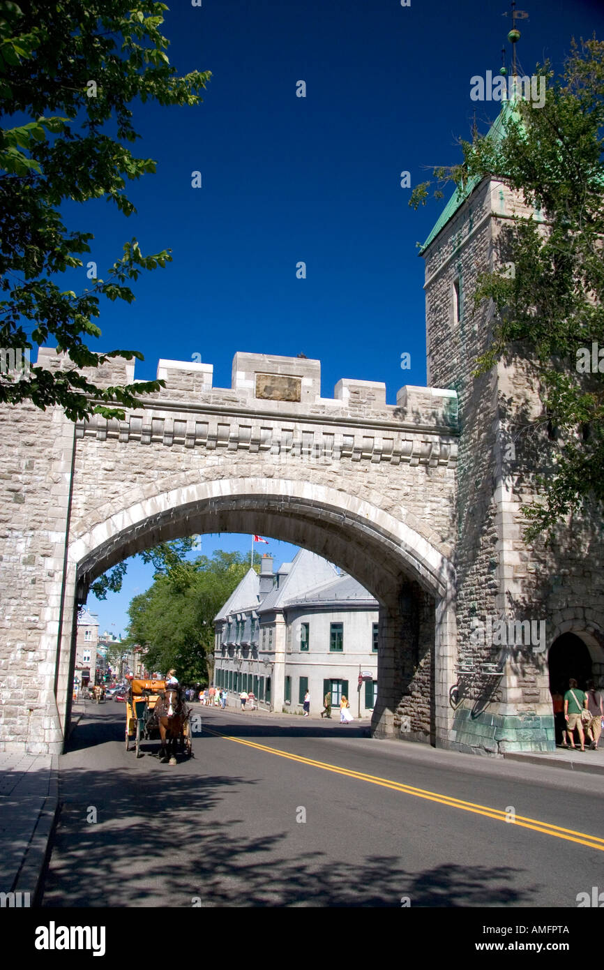 Horse and carriage going through the arch of the Citadel Wall at Quebec ...