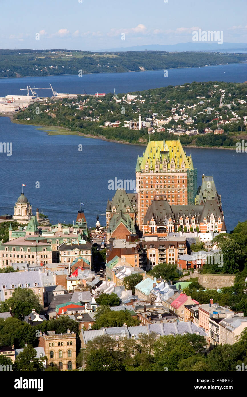 Aerial images of Chateau Frontenac and Quebec City from atop the ...