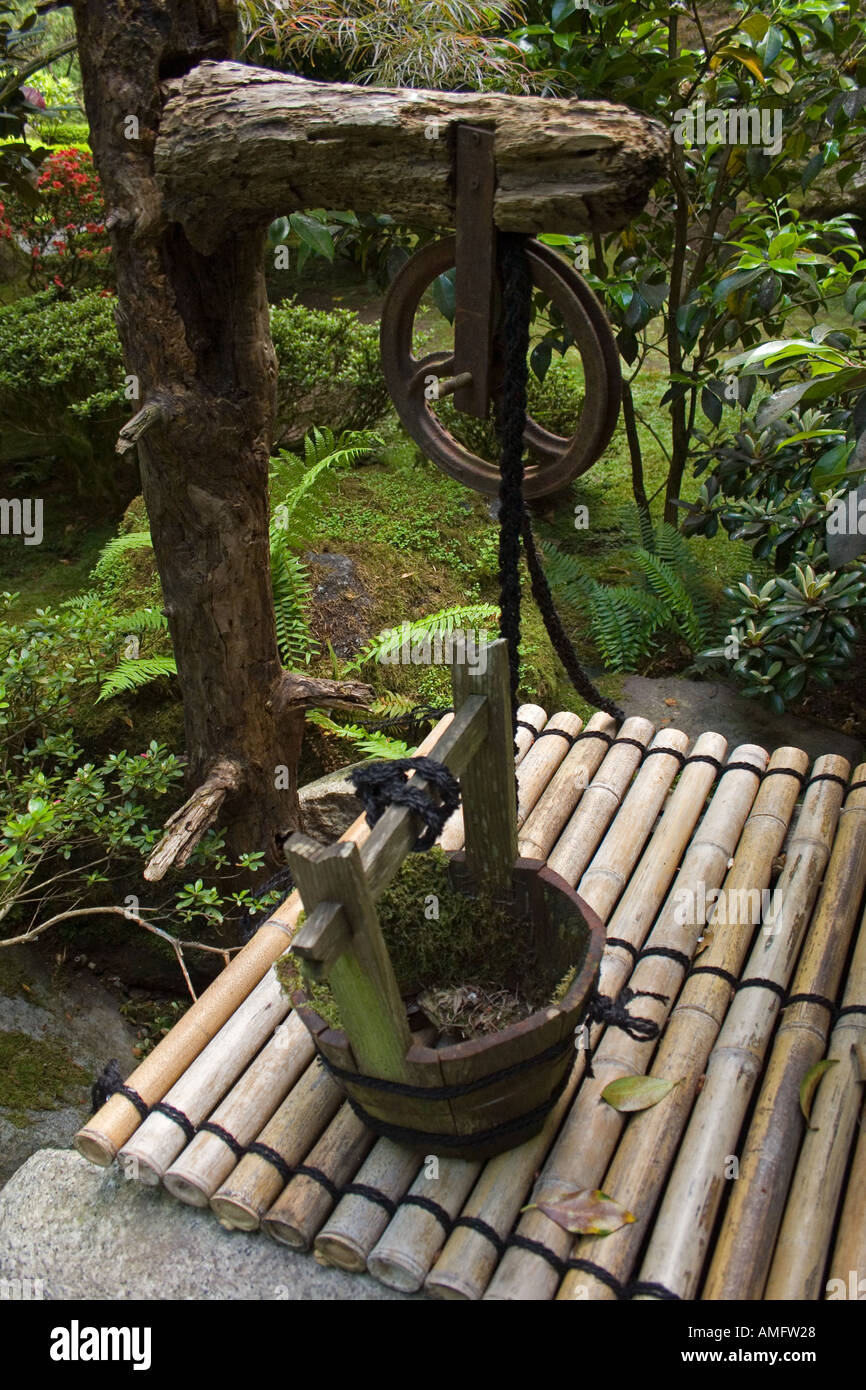 Traditional bucket well at the Portland Japanese garden considered the ...
