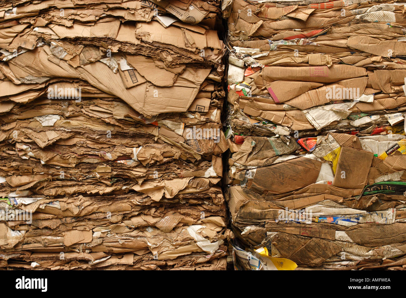 bales of cardboard at recycling center Stock Photo - Alamy