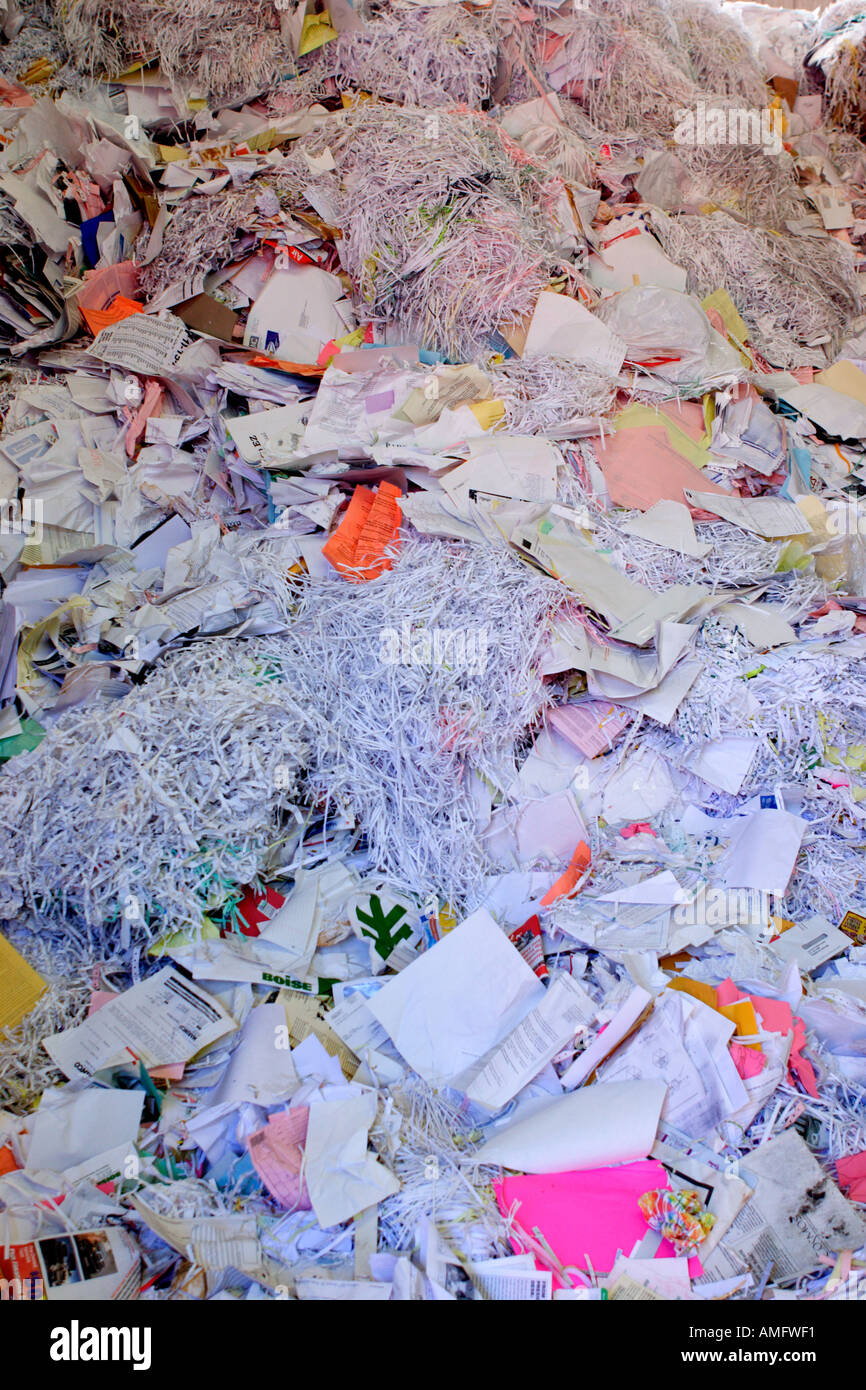 piles of office paper at recycling center Stock Photo - Alamy