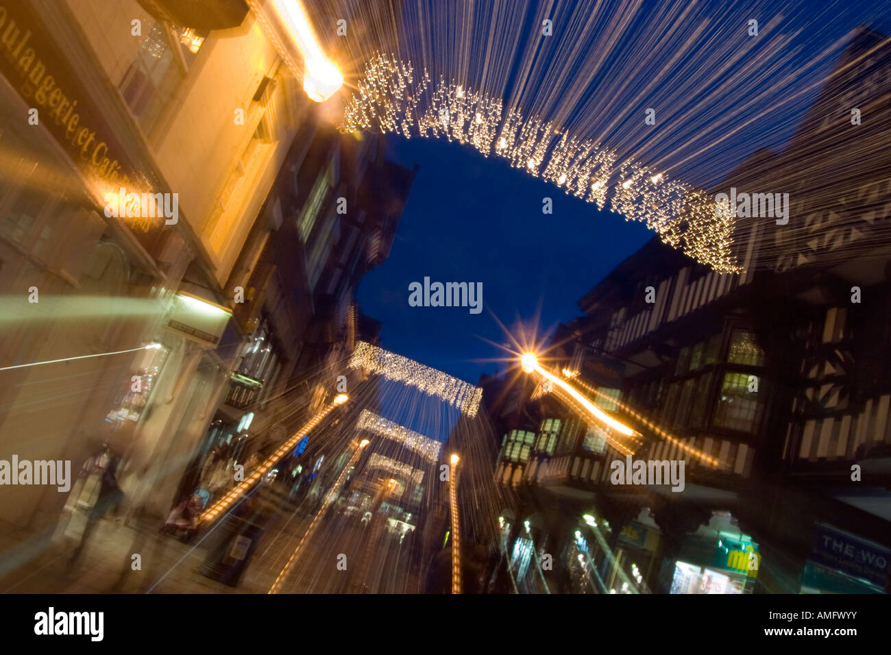 Chester town centre christmas lights hi-res stock photography and ...