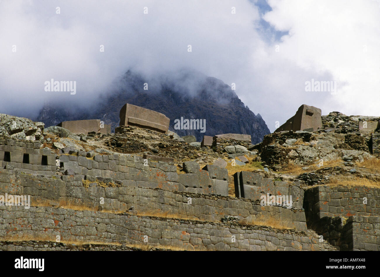 STONE TERRACES the TEMPLE OF THE SUN built by the INCA at the fortress ...