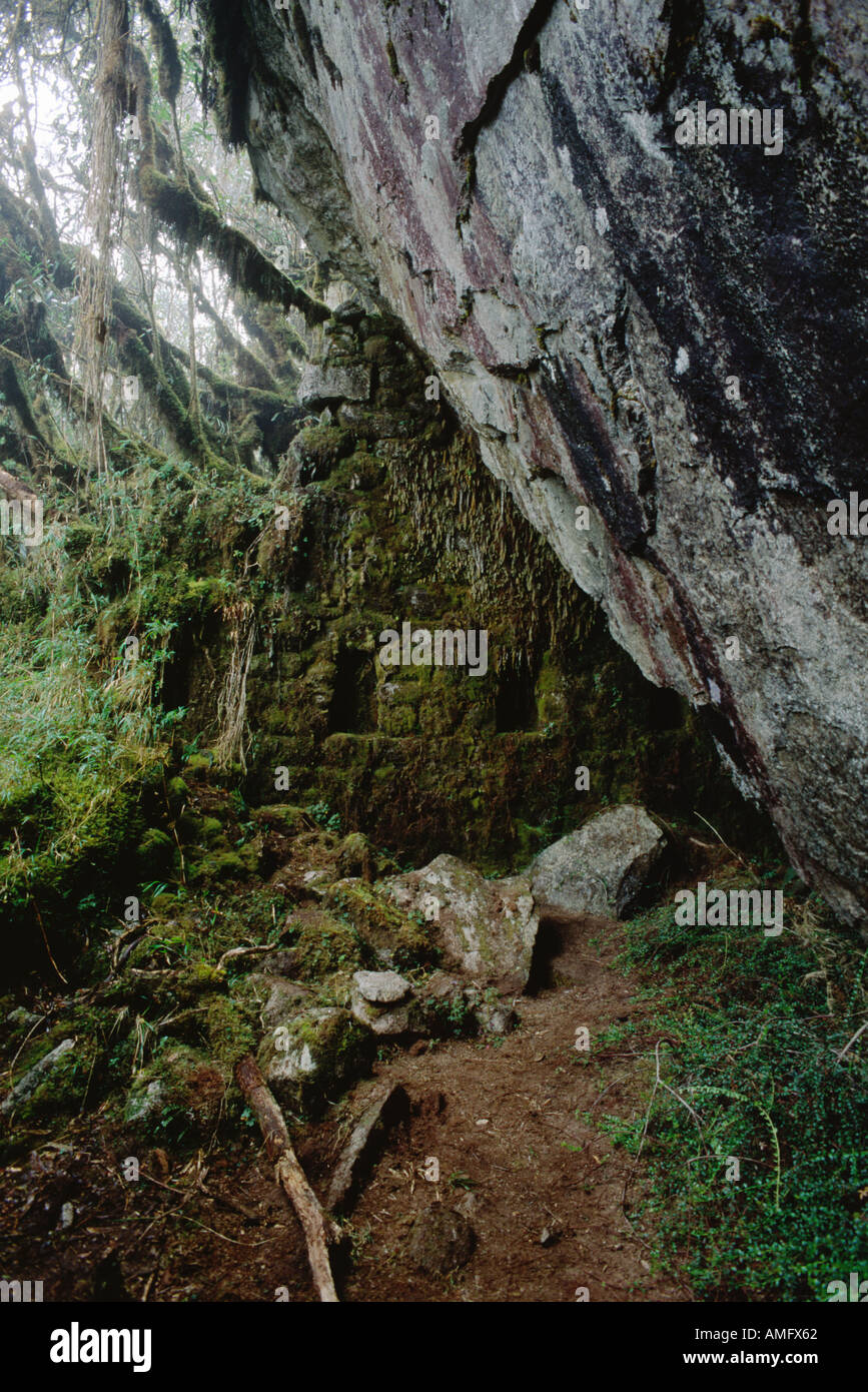 An unexcavated INCA ruin on the trail to MACHU PICCHU gives the feeling ...