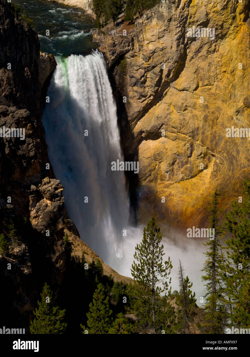 A beautiful waterfall at artists point yellowstone national park USA ...