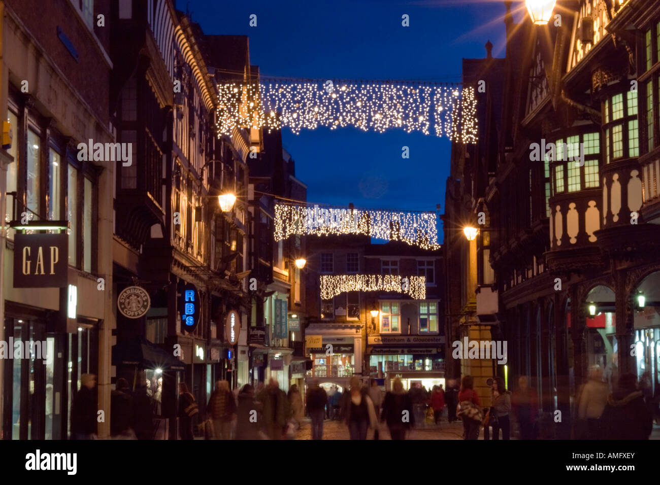 Chester town centre christmas lights hi-res stock photography and ...