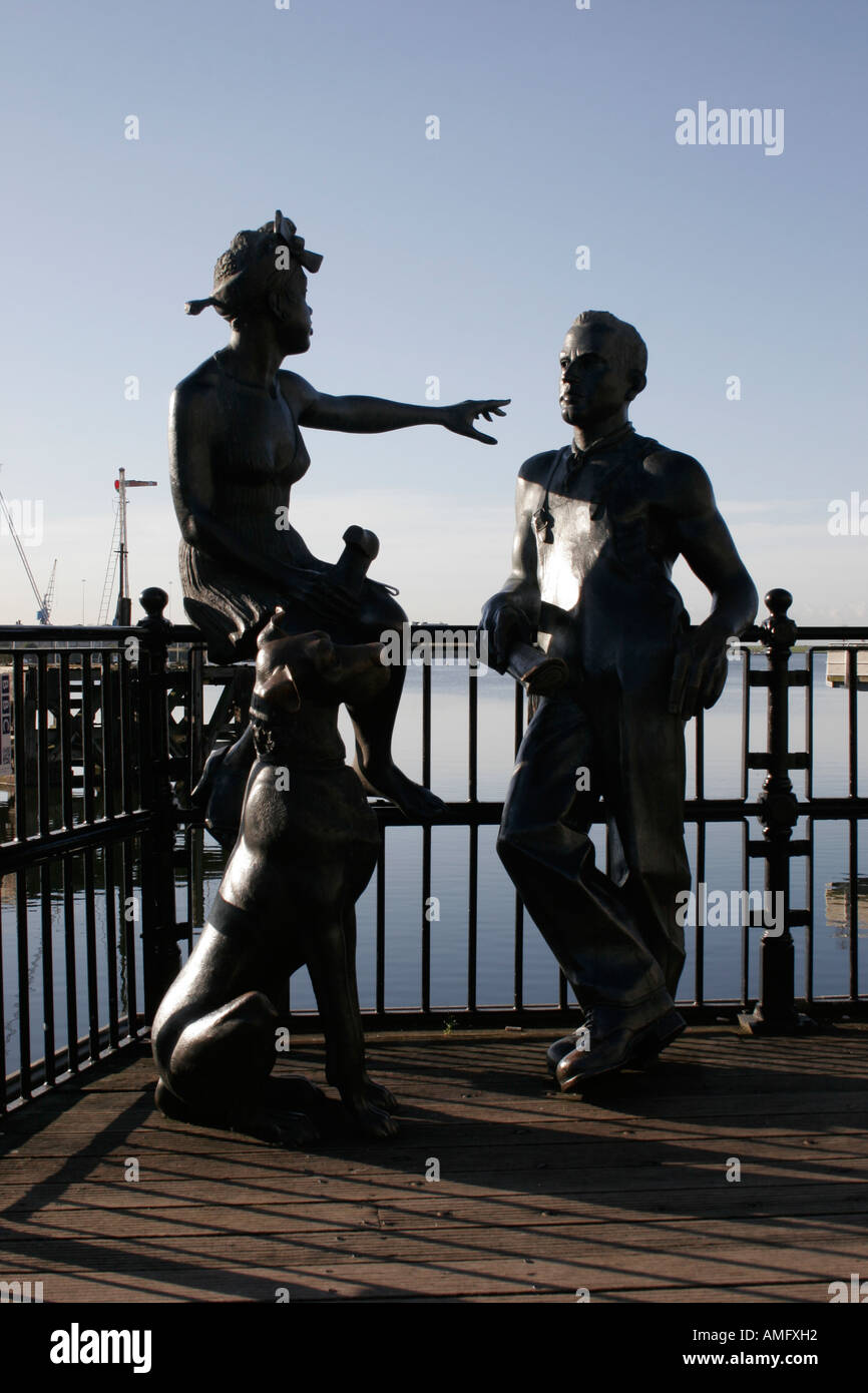 `PEOPLE LIKE US` SCULPTURE, by John Clinch, MERMAID QUAY, CARDIFF BAY ...