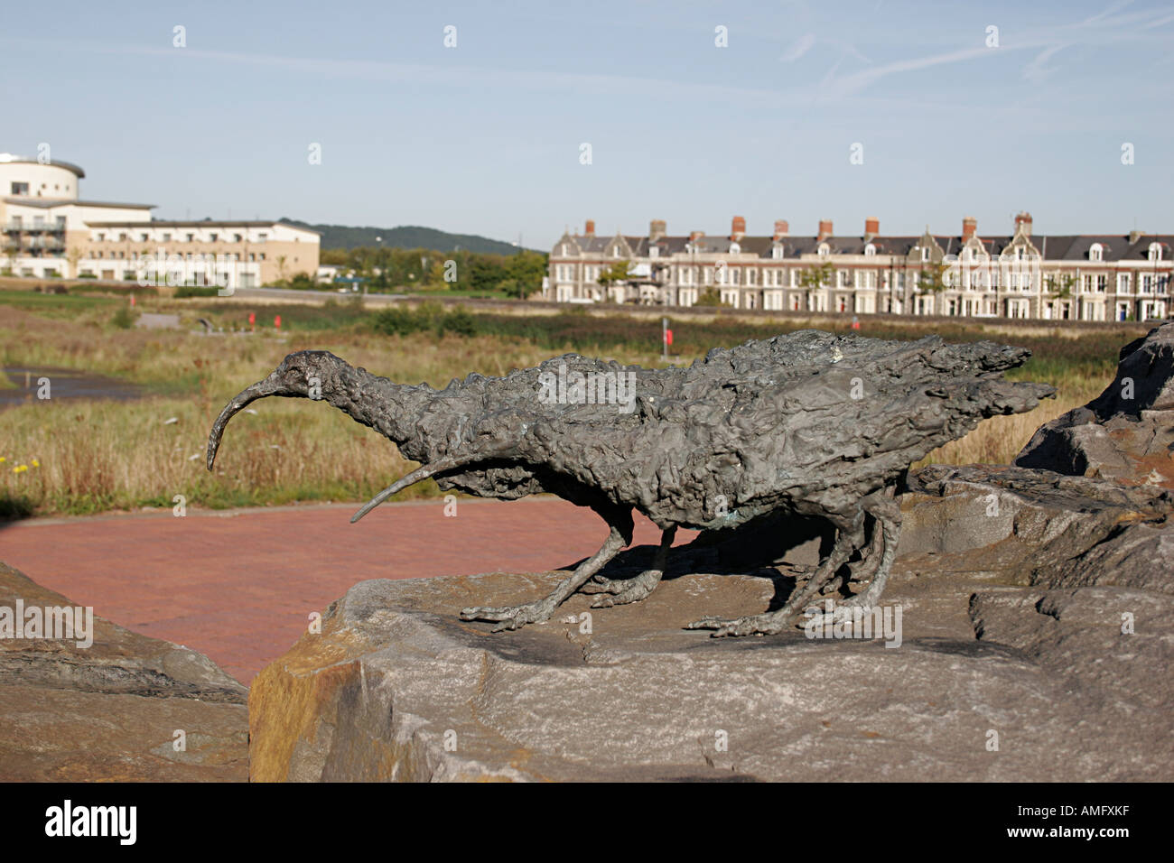 SCULPTURES OF BIRDS AT CARDIFF BAY WETLANDS NATURE RESERVE, SOUTH ...