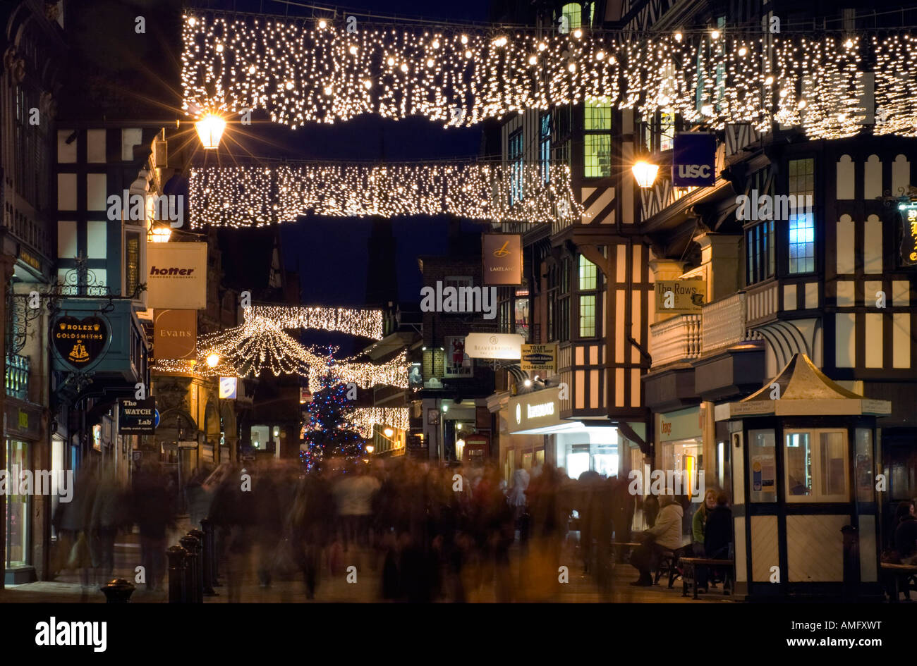 Chester town centre christmas lights hi-res stock photography and ...