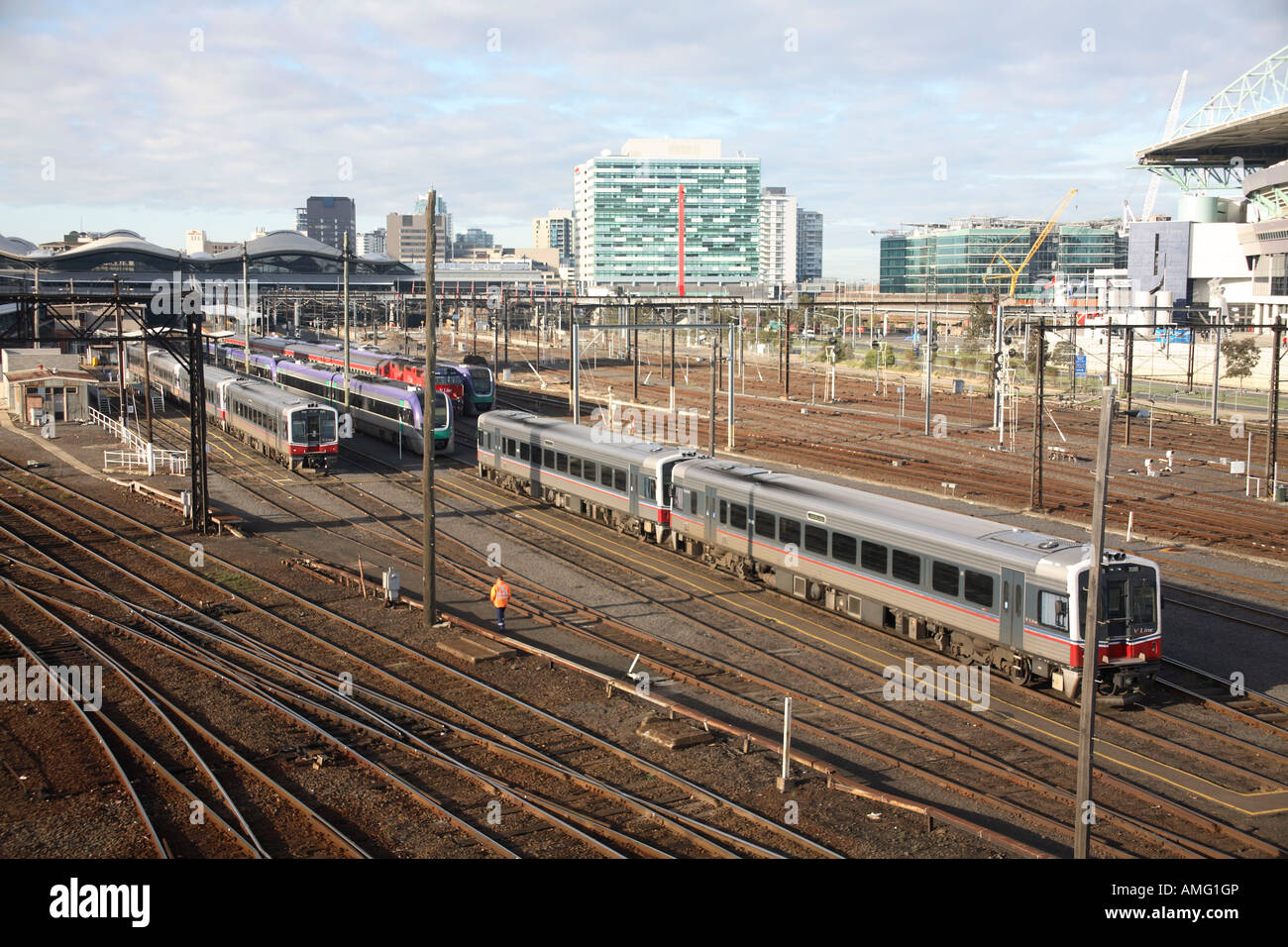 Suburban Train near Southern Cross Station Melbourne Victoria Australia ...