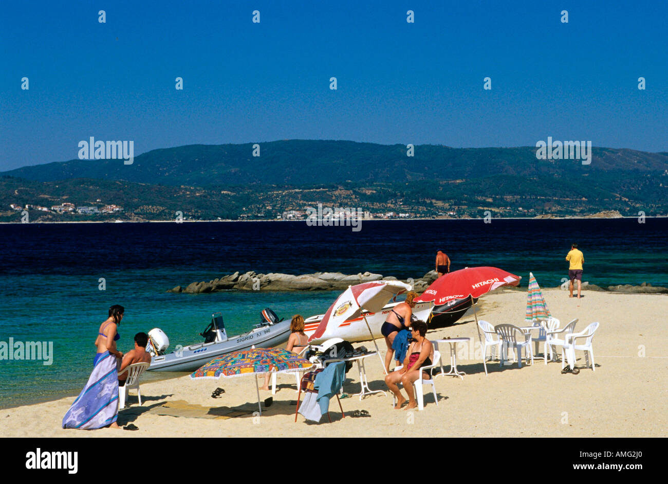 Griechenland, Chalkidiki, Athos, Insel Amoliani, Strand Stock Photo - Alamy