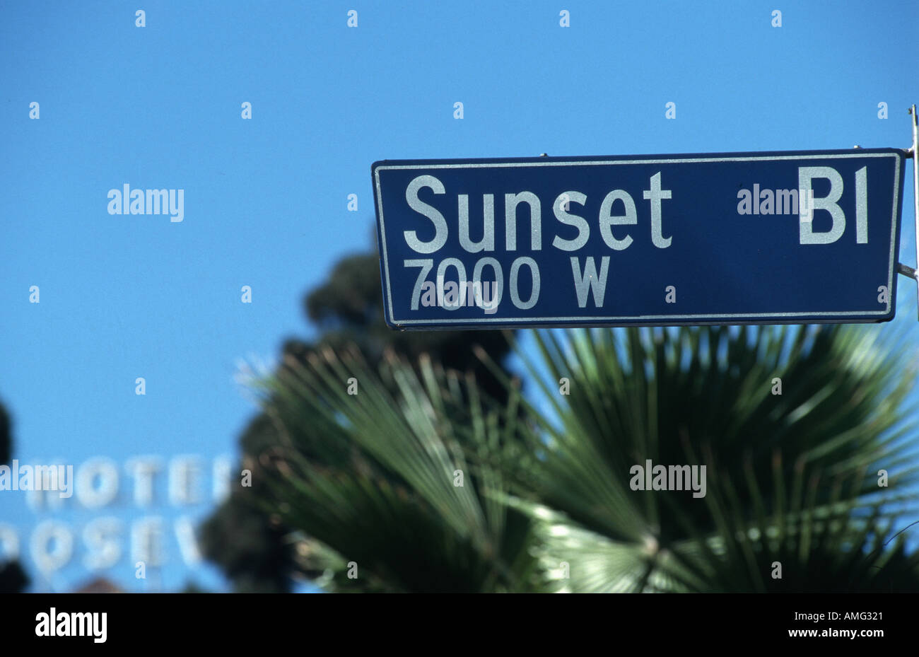 USA Los Angeles, Sunset Boulevard, Straßennamensschild, street name ...