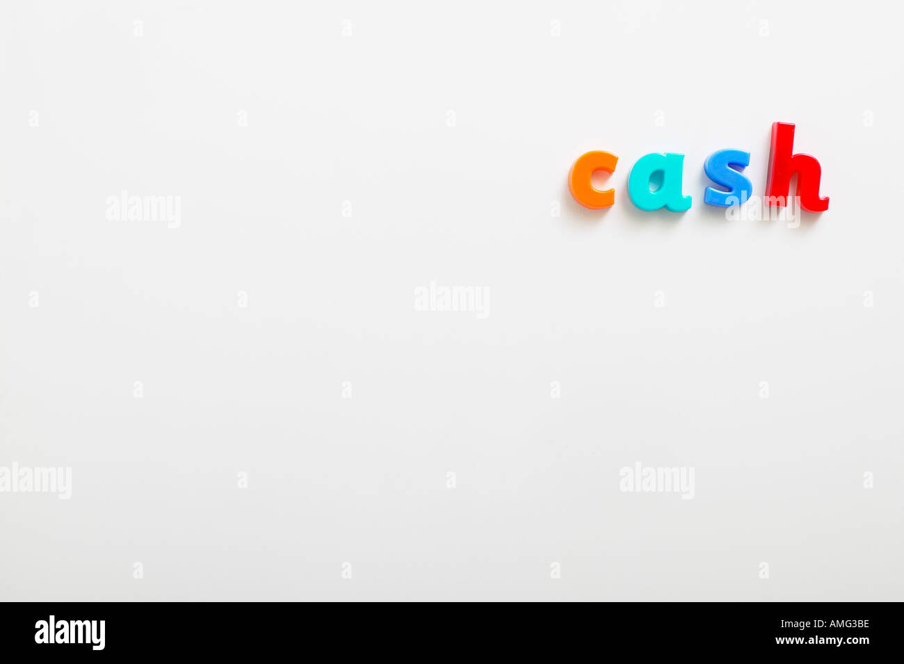 kids alphabet fridge magnets spelling cash Stock Photo - Alamy