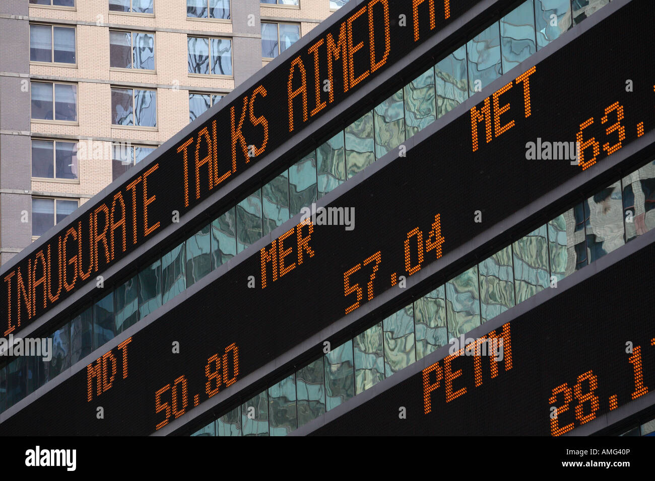 Times Square News and Financial Ticker Stock Photo - Alamy
