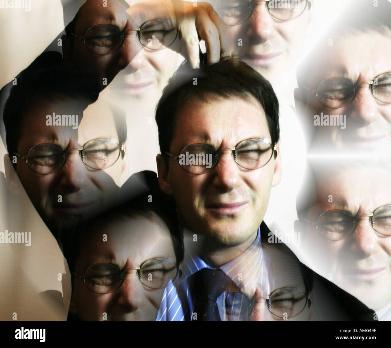 Multi shot of a confused business man Stock Photo - Alamy