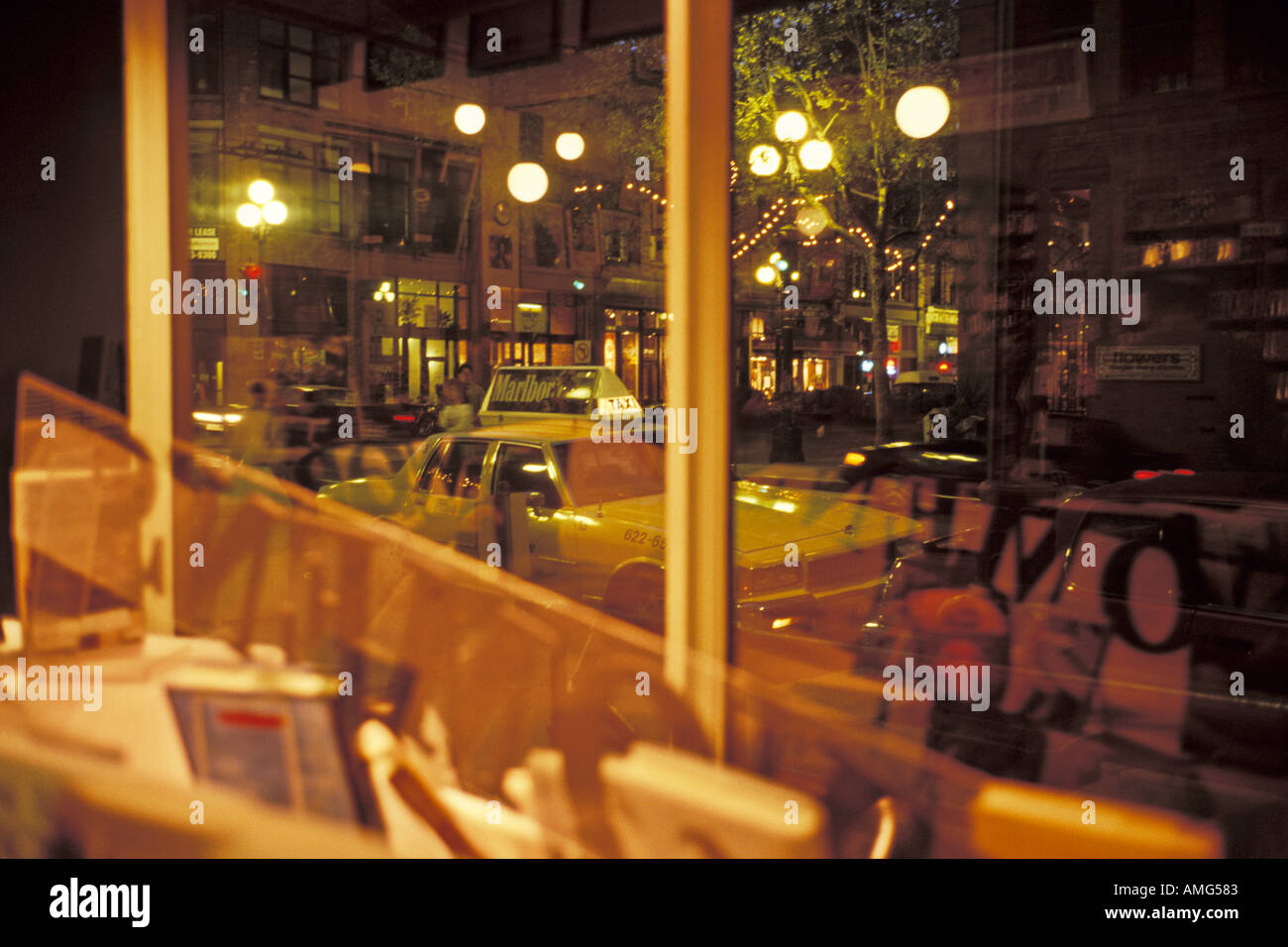 Reflections On Window From Inside Elliot Bay Book Store In Historic ...
