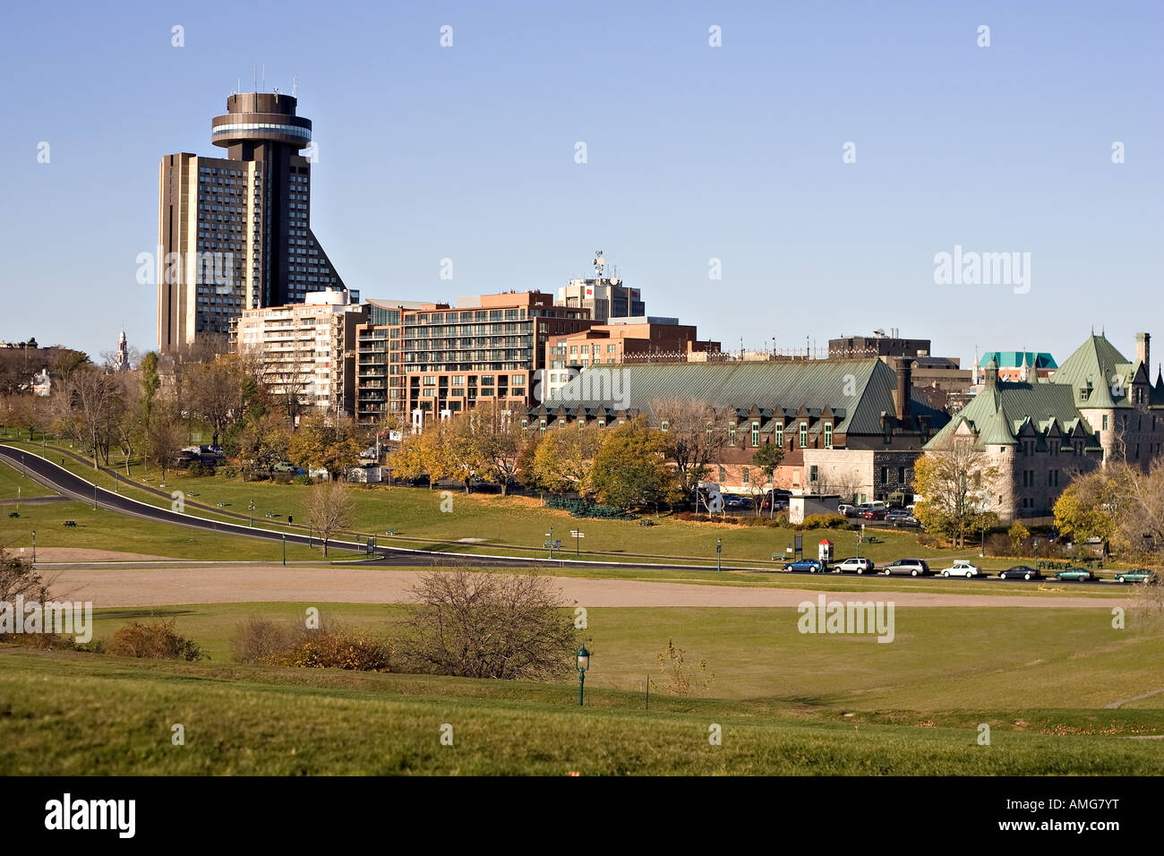Quebec City's skyline from the Plains of Abraham Stock Photo - Alamy