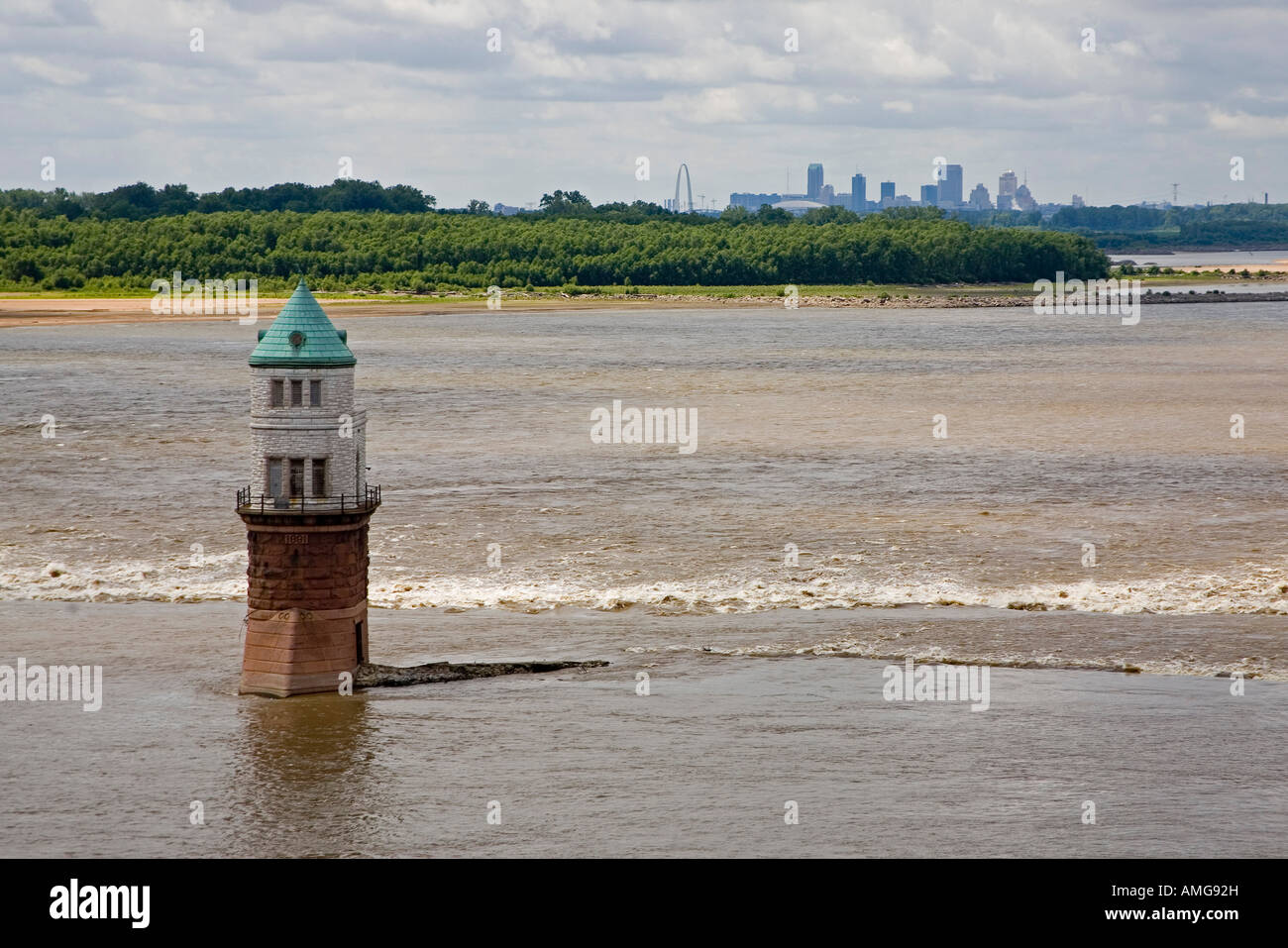 Old Chain of Rocks Bridge water intake tower in St Louis Missouri Stock ...