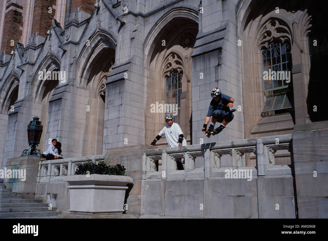 Teenage Boy With Rollerblades Jumps Railing University Of Washington ...
