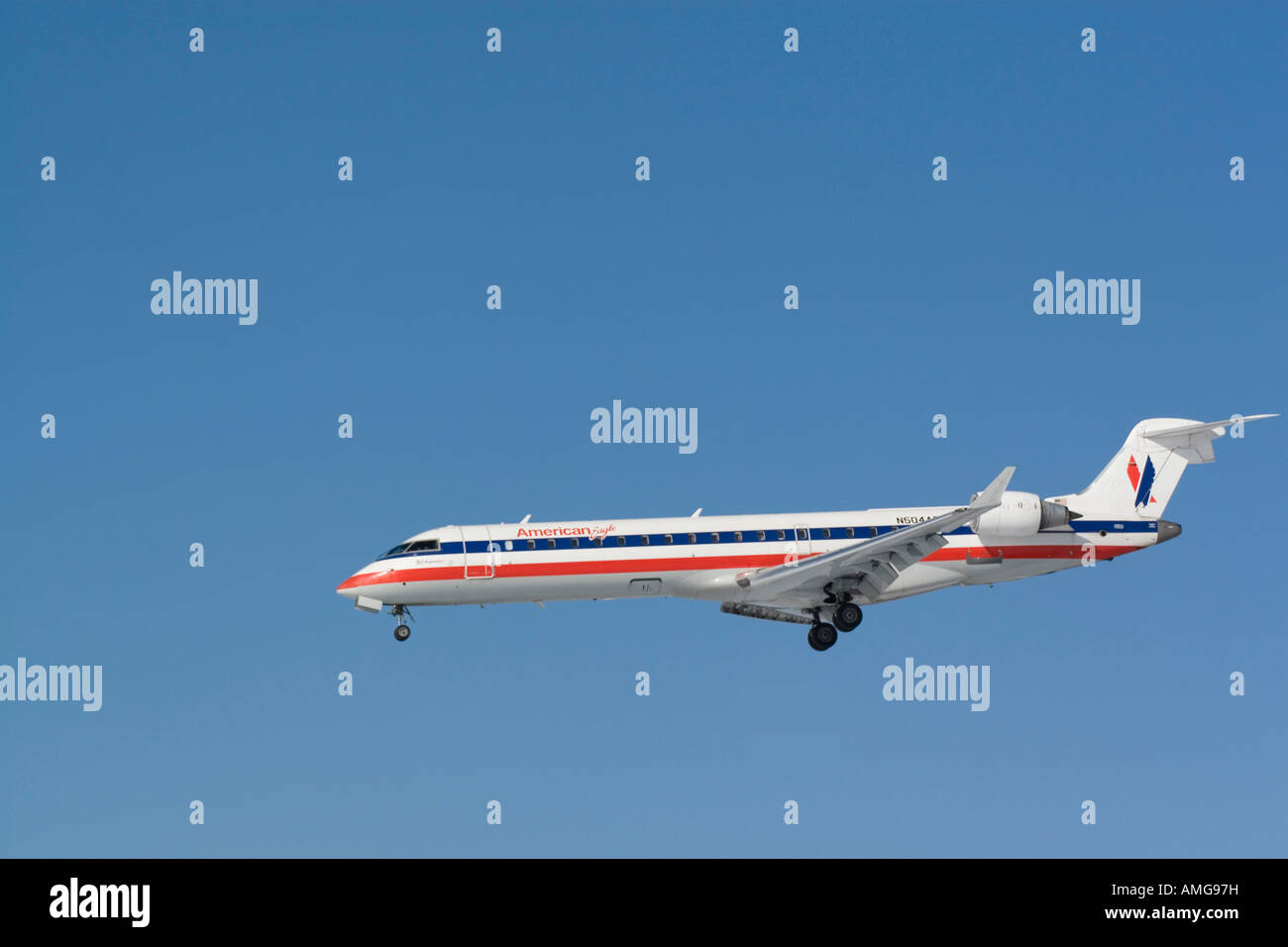 Chicago Illinois USA American Eagle plane landing at the O hare ...