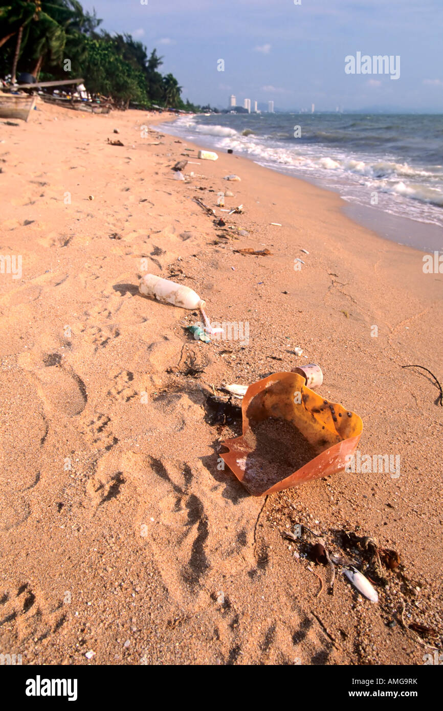 Beach litter Pattaya Thailand Stock Photo - Alamy