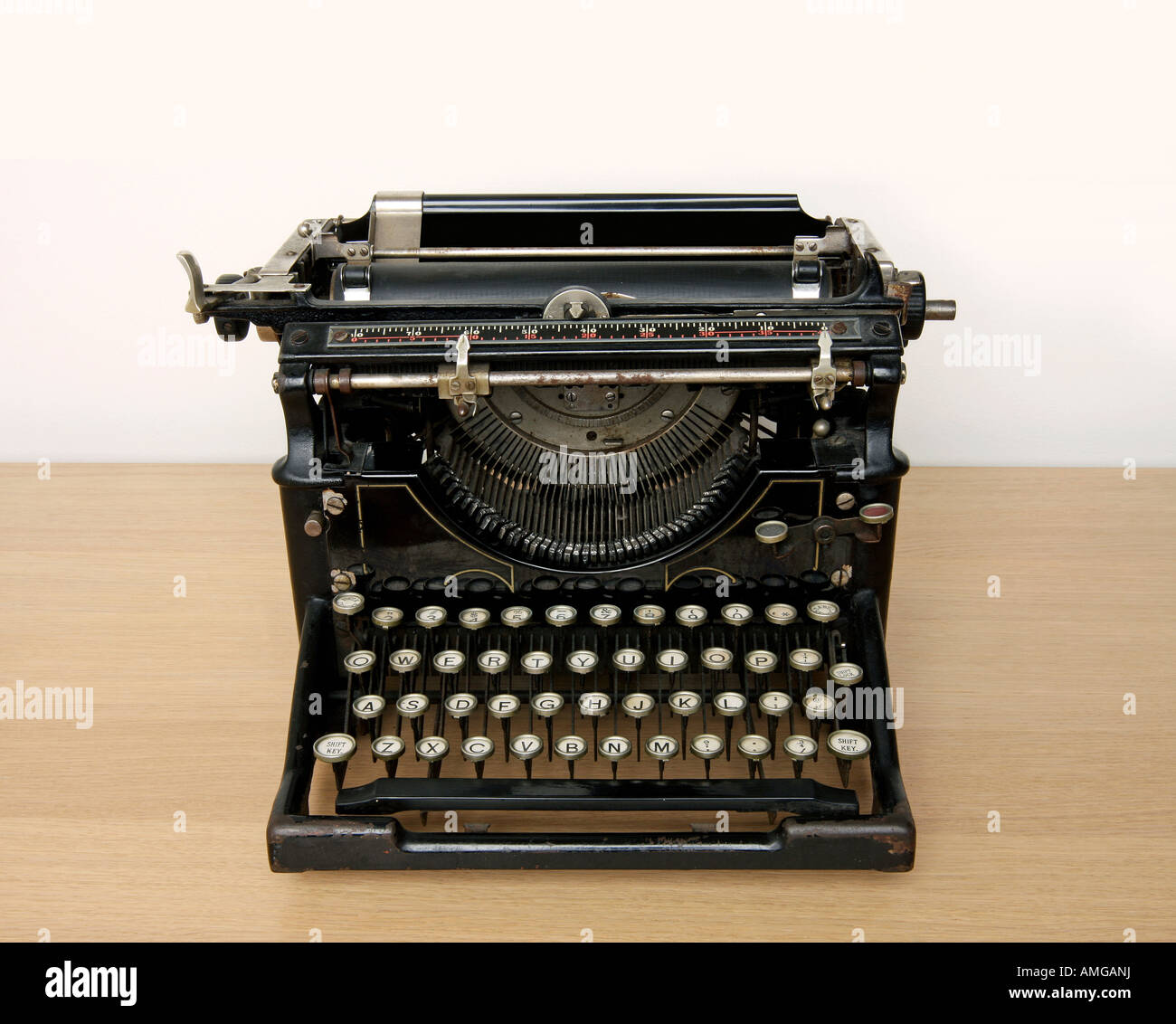 Retro typewriter on a desk space for text above Stock Photo - Alamy