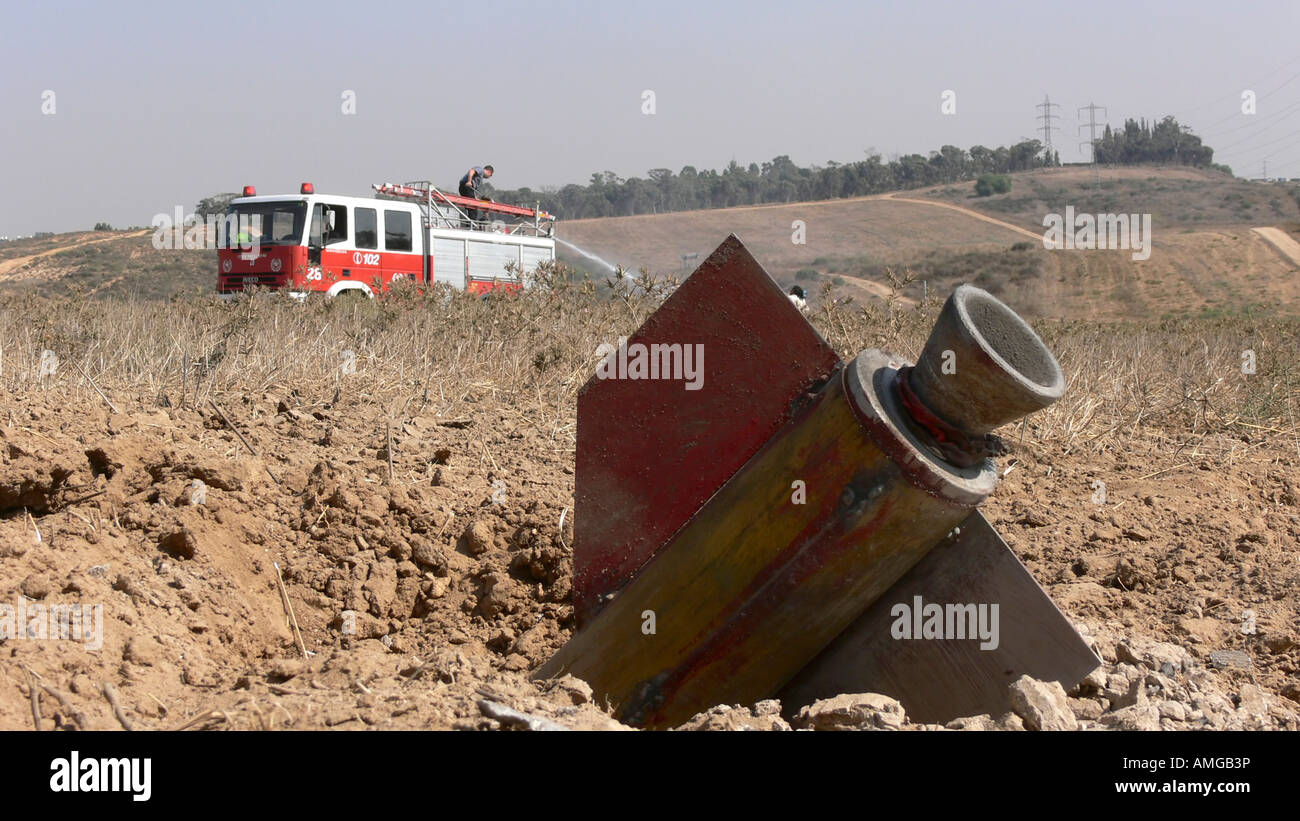 Israel Sderot The remains of a Qassam rocket launched by Hamas from ...