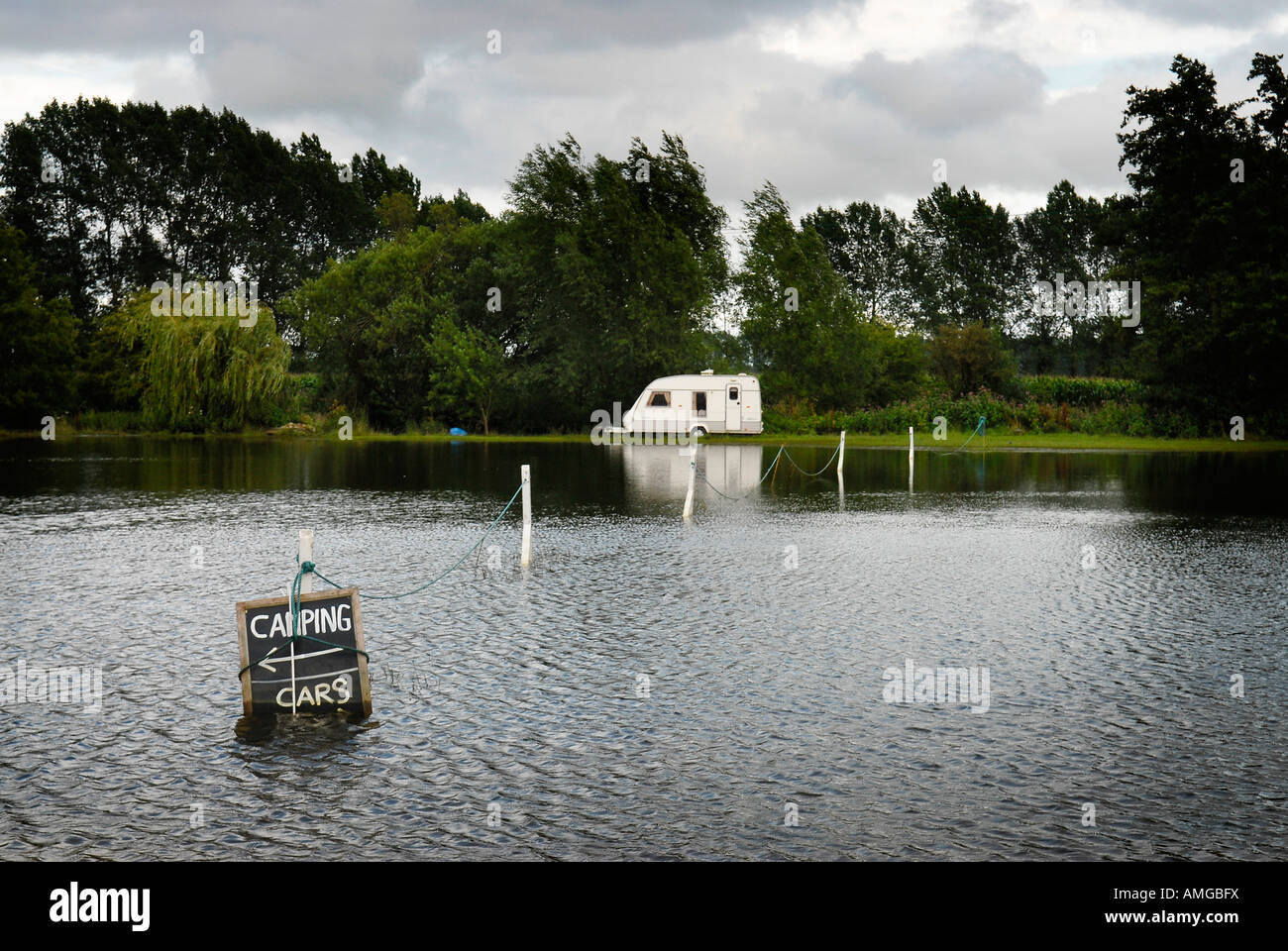 caravan in a flooded field Stock Photo - Alamy