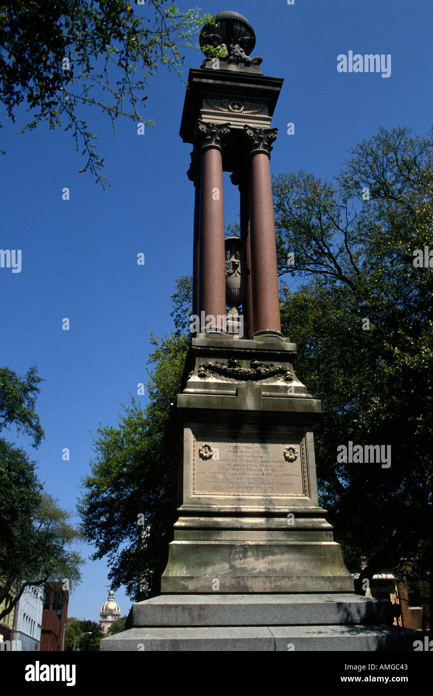 Monument in Wright Square to Central Railroad Bank Company pioneer ...