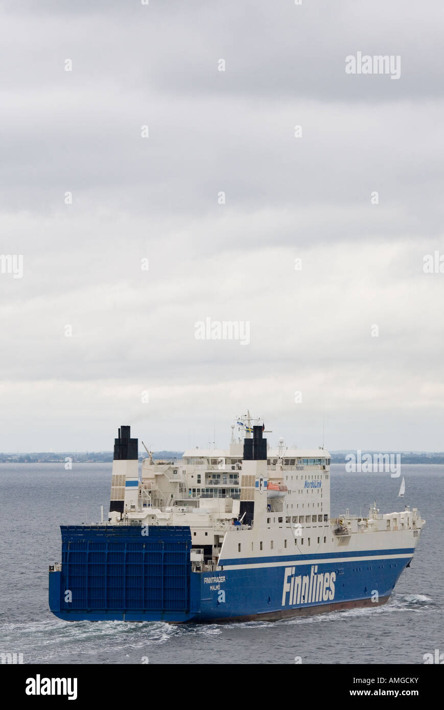 A Finnlines vessel heeding south from the Swedish port of Malmö Stock ...