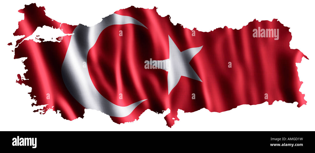 National flag of Turkey as a map Stock Photo - Alamy