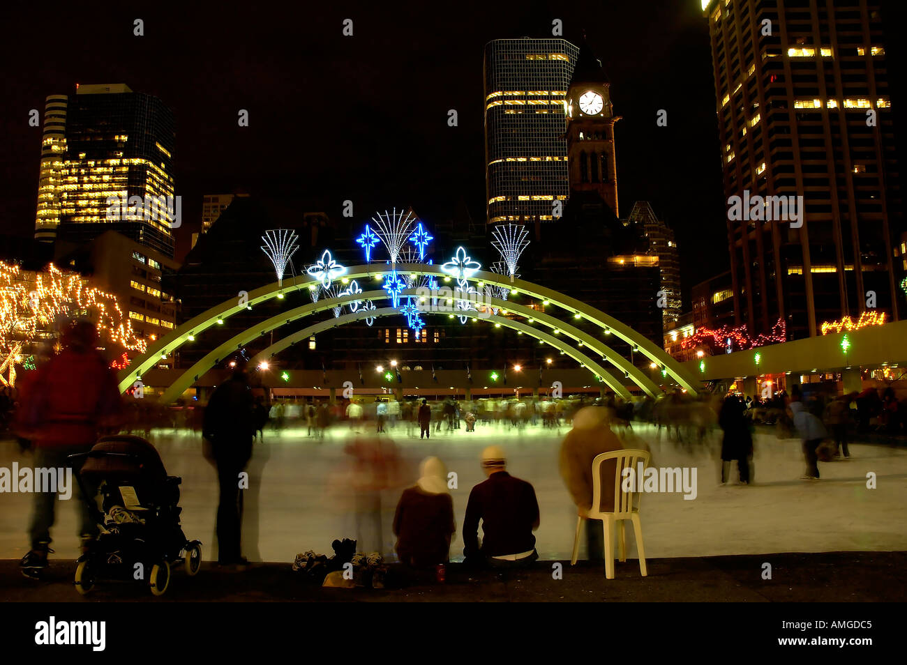 Ice skating rink Phillips Square Toronto outside winter Toronto Canada ...