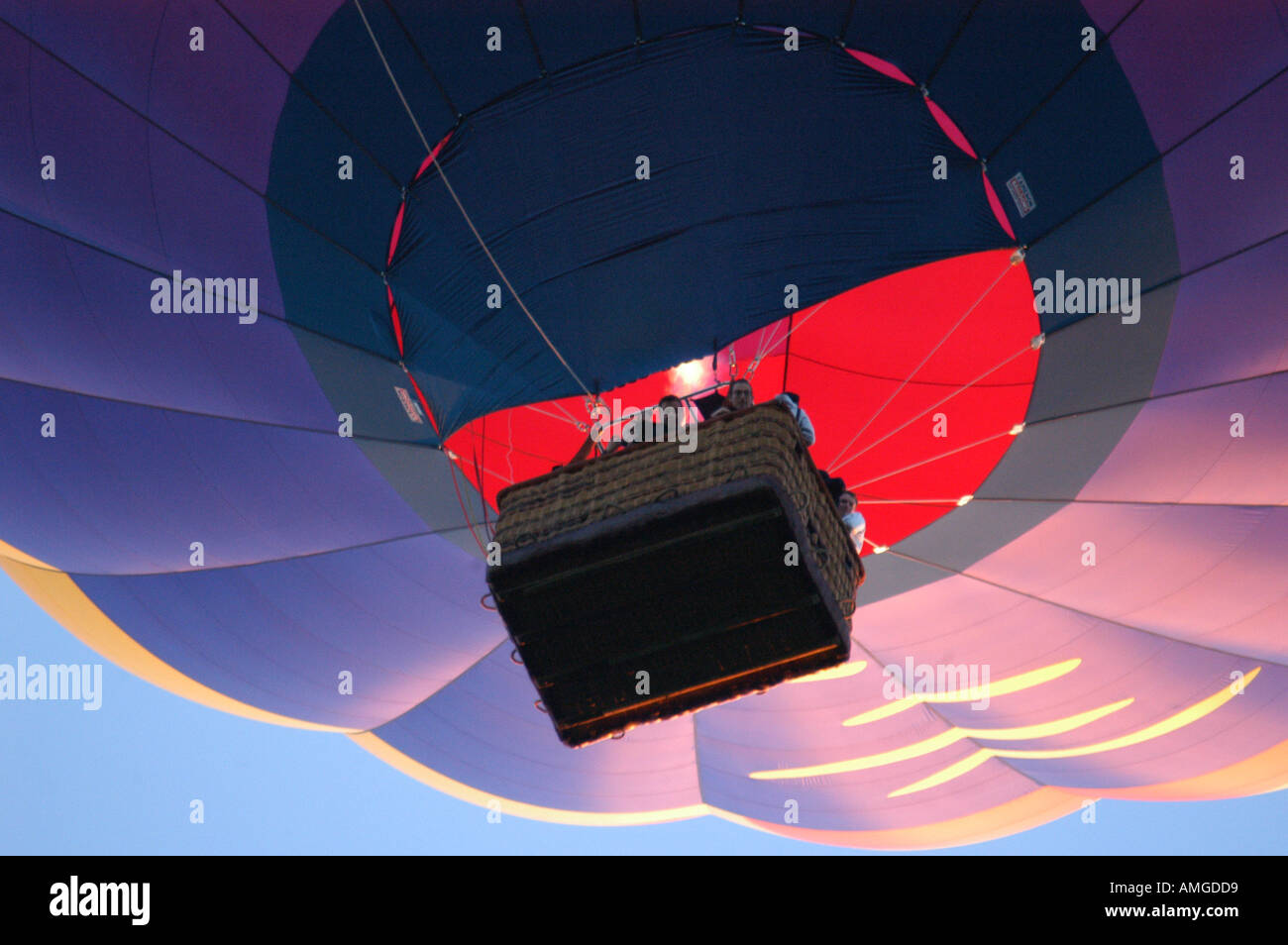 Hot air balloon passing overhead in Duvall Washington USA Stock Photo ...