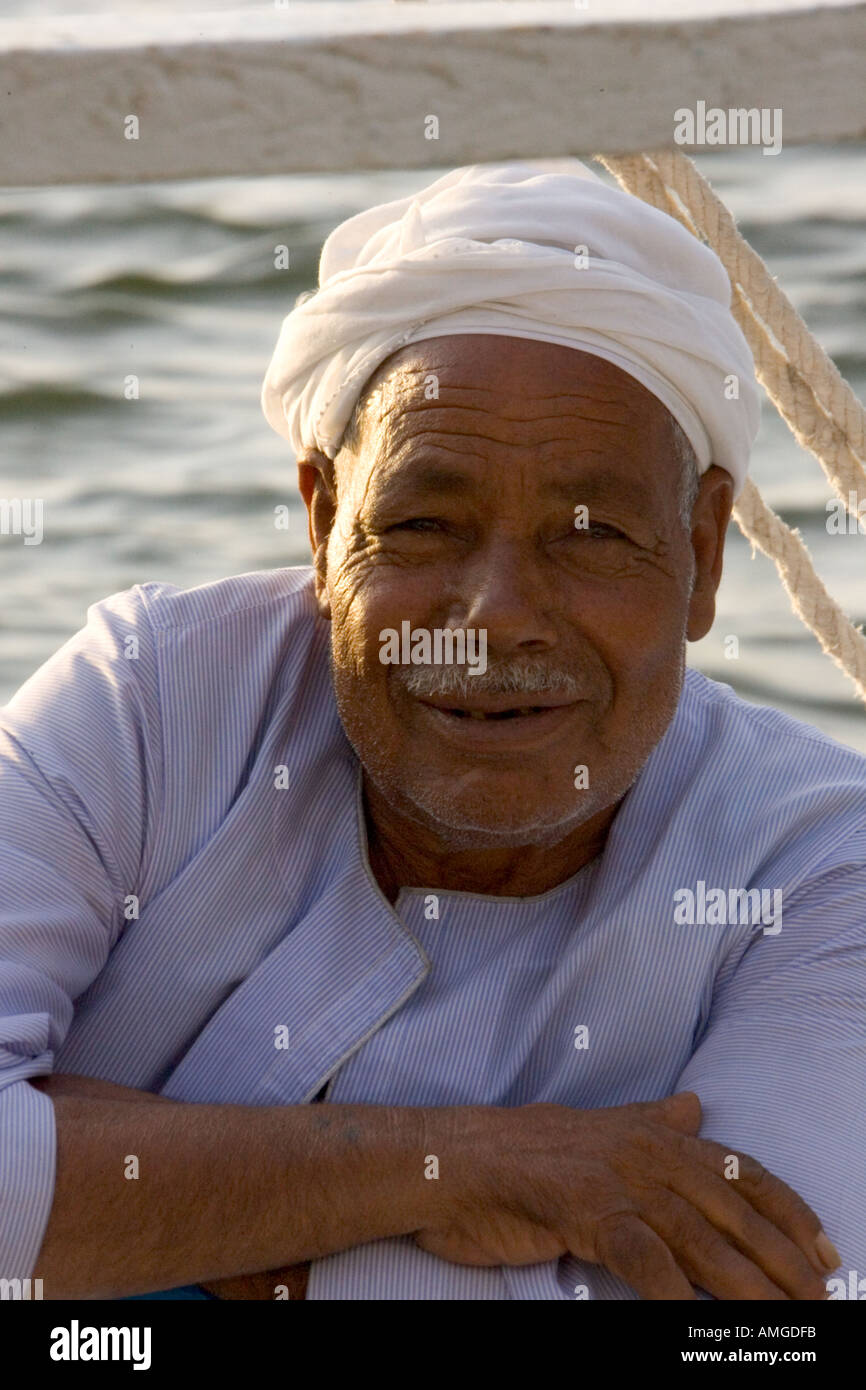 Old Man on Felucca Stock Photo - Alamy